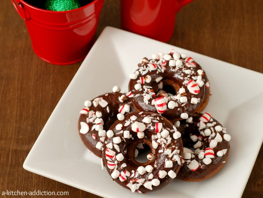 Peppermint Hot Chocolate Donuts - A Kitchen Addiction