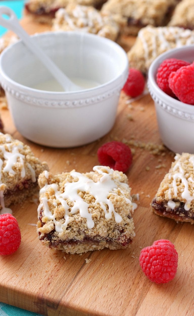 Raspberry White Chocolate Streusel Bars {Whole Wheat} - A Kitchen Addiction