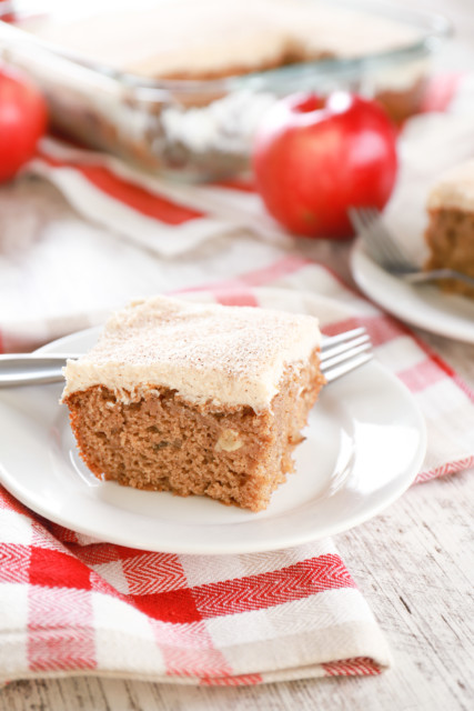 Apple Cake with Maple Frosting - A Kitchen Addiction