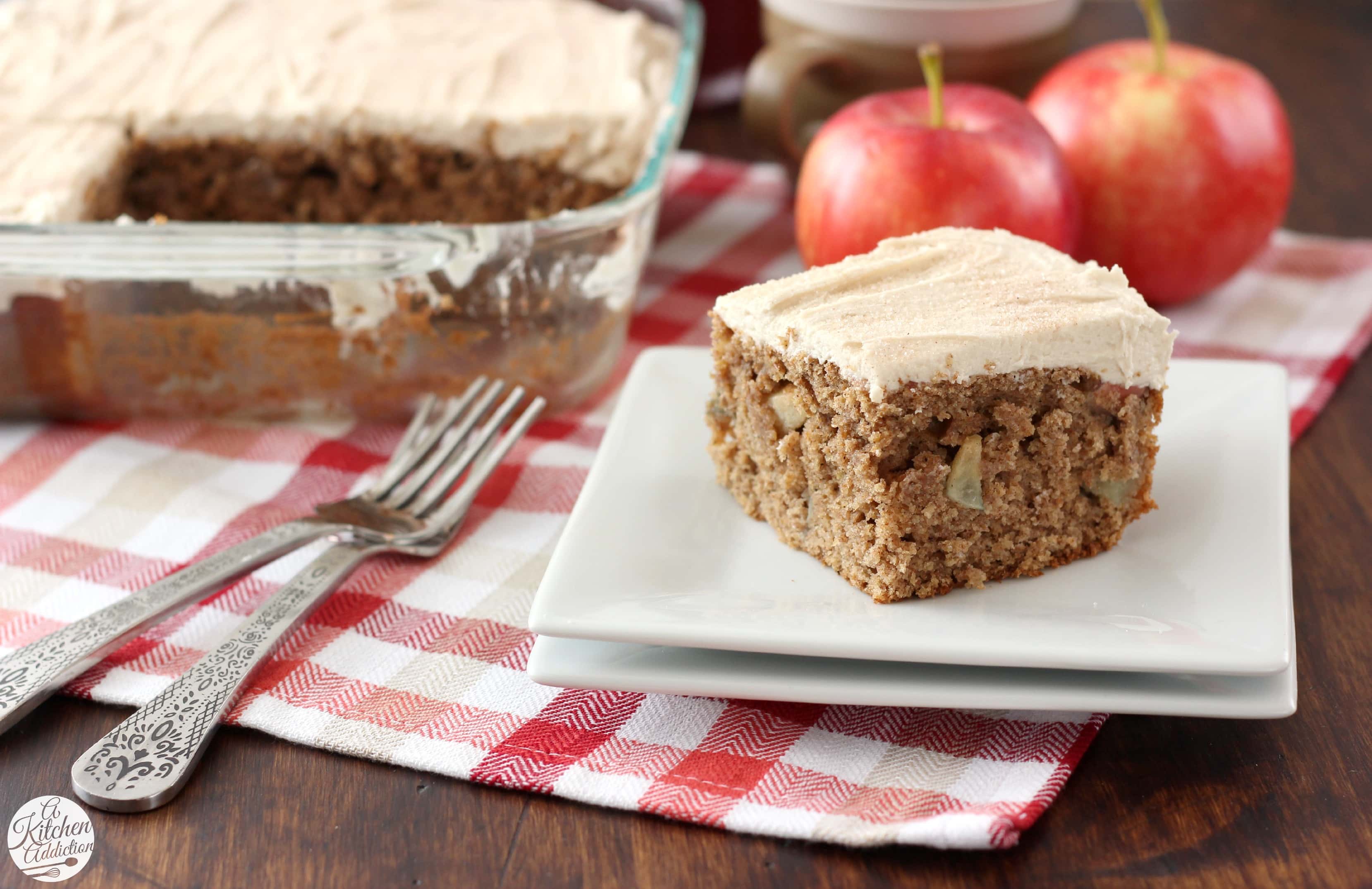 Apple Cake with Maple Frosting - A Kitchen Addiction