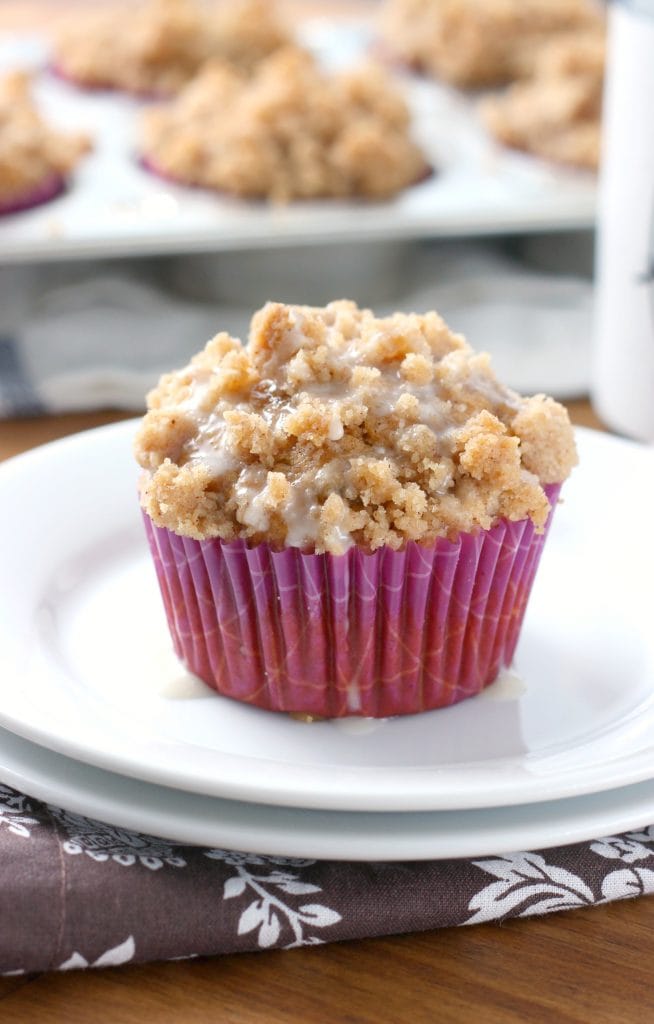 Pumpkin Coffee Cake Muffins with Maple Glaze - A Kitchen Addiction