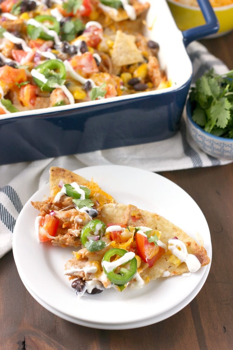 Loaded Southwestern Pork Nachos - A Kitchen Addiction