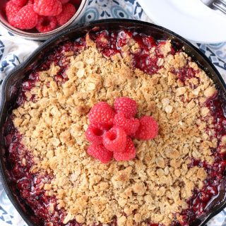 Grilled Skillet Raspberry Crisp - A Kitchen Addiction