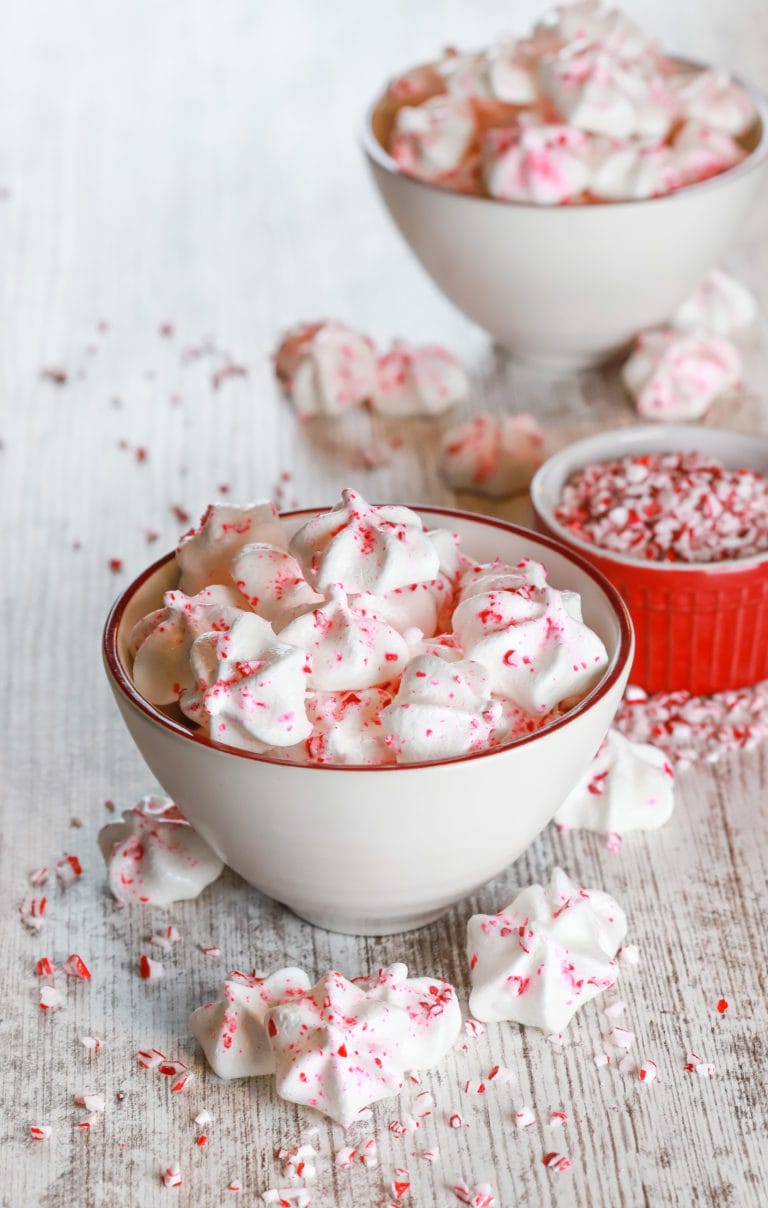 Mini Peppermint Meringue Cookies - A Kitchen Addiction