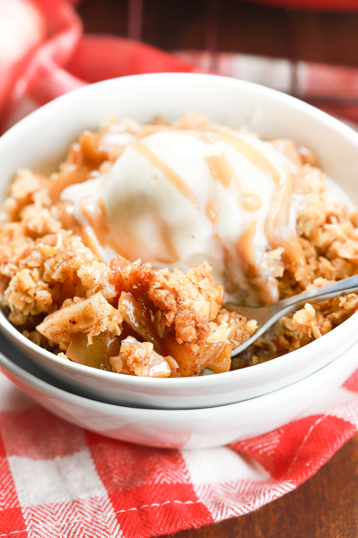 Caramel Apple Crisp - A Kitchen Addiction