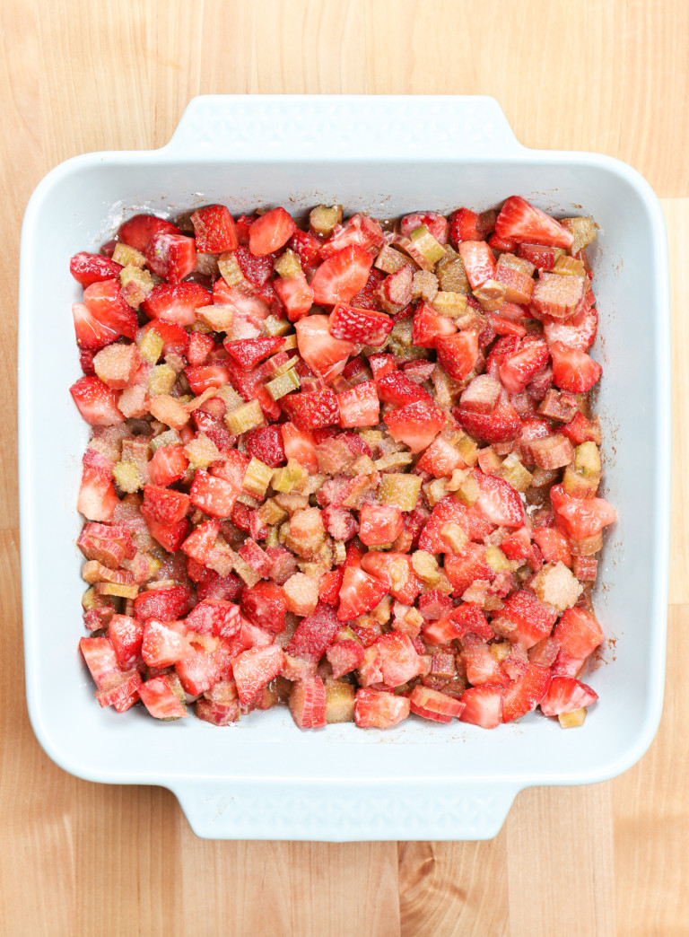 Strawberry Rhubarb Crisp - A Kitchen Addiction