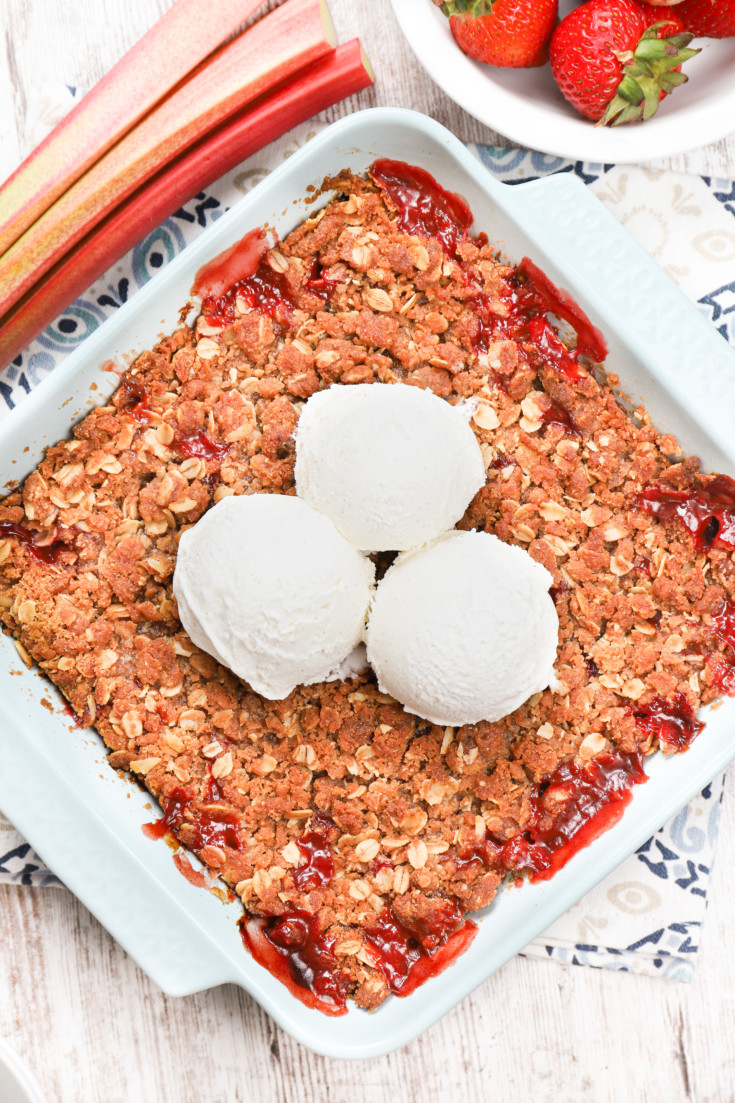 Strawberry Rhubarb Crisp - A Kitchen Addiction